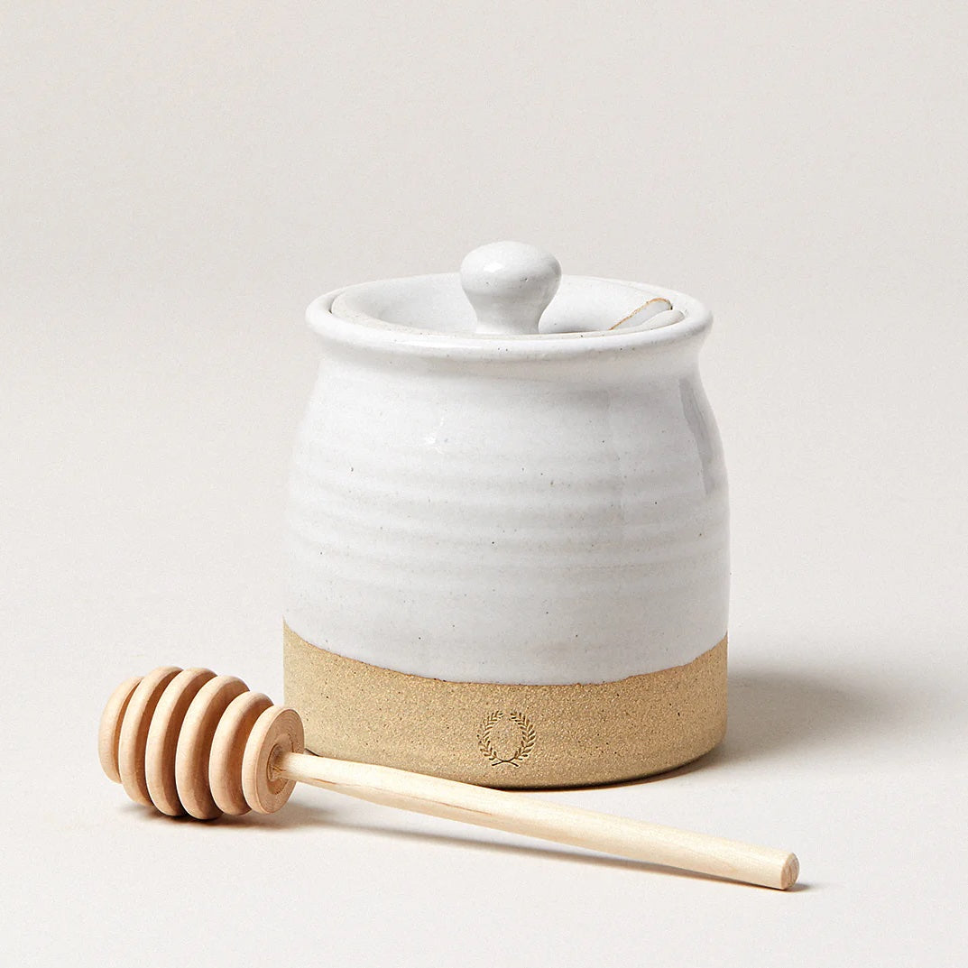 Beehive Honey Pot with Wooden Dipper | Farmhouse Pottery – Salt Creek ...